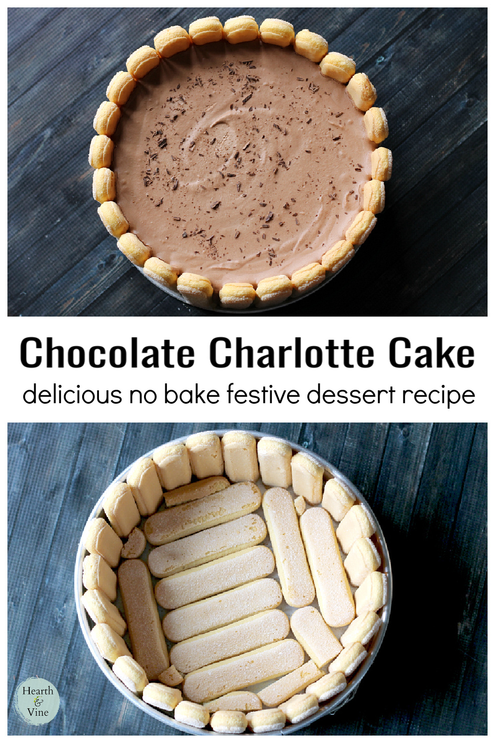 Chocolate Charlotte Cake with Lady Fingers for a Fancy Dessert