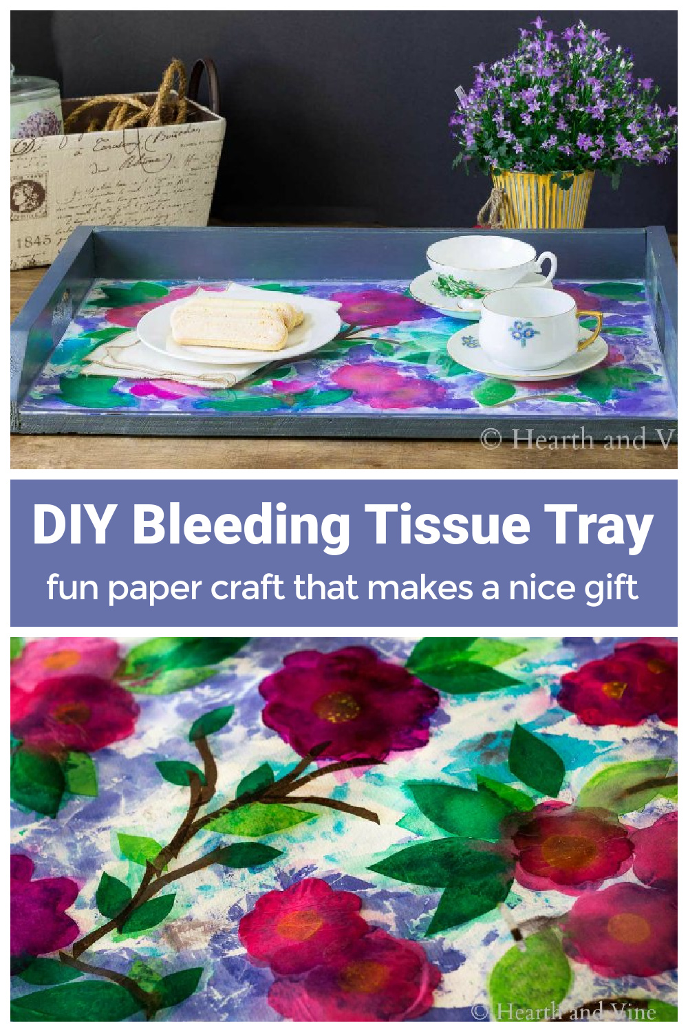 Tissue Paper Art Upcycled Tray | Hearth and Vine