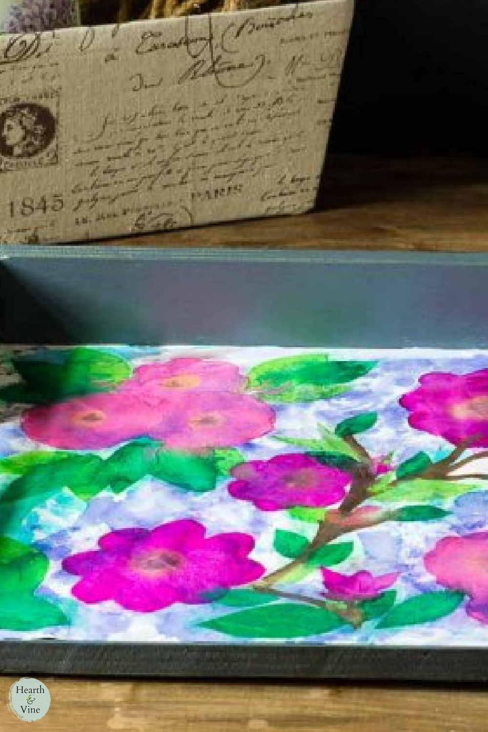 Tissue Paper Art Upcycled Tray | Hearth and Vine