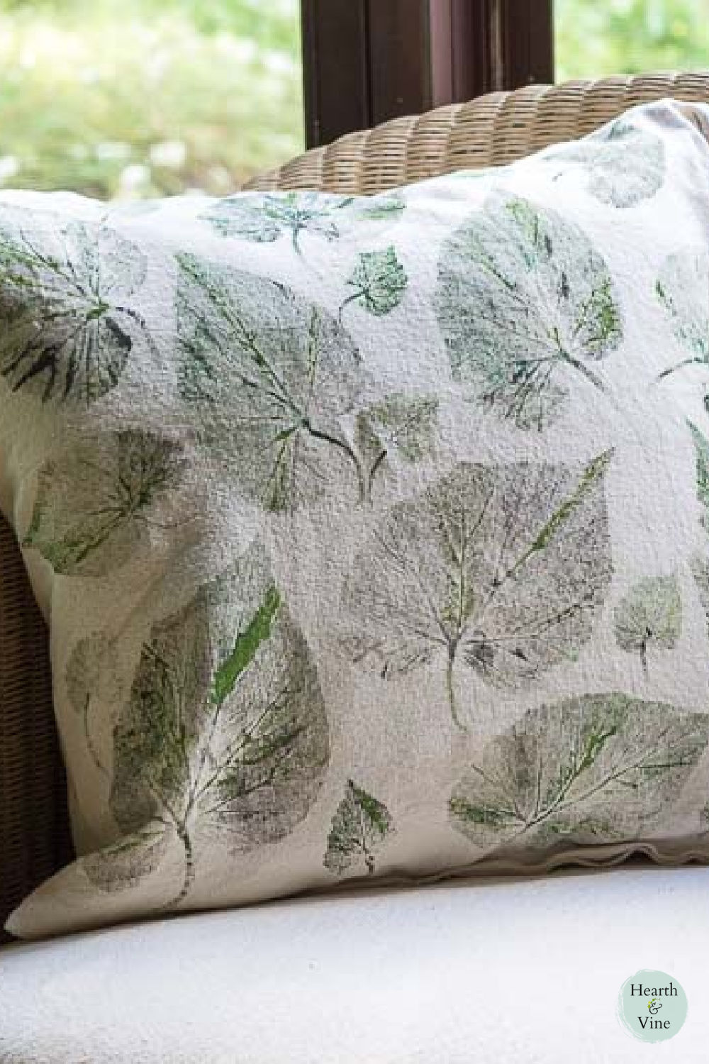 DIY Leaf Print Pillows on Inexpensive Drop Cloth Fabric