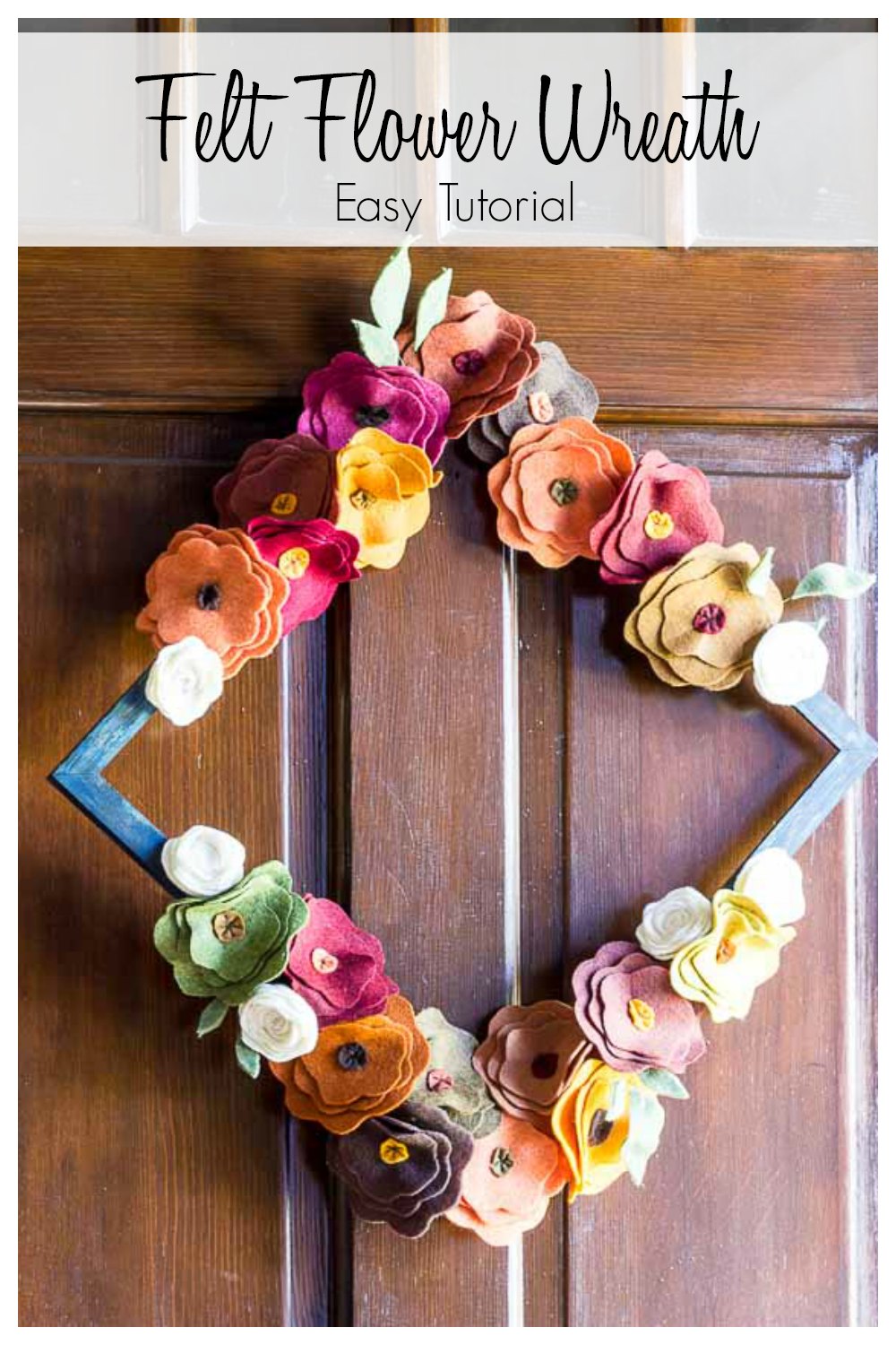 Felt Flower Wreath in Fall Colors | Hearth and Vine