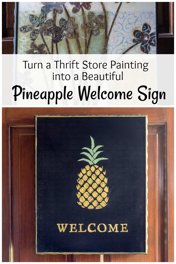 DIY Pineapple Welcome Sign from a Thrift Store Frame