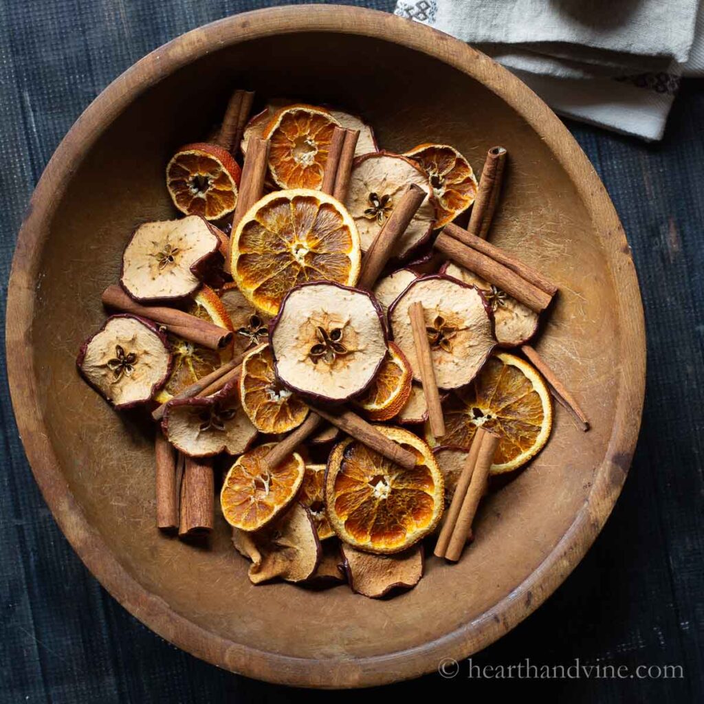 Homemade Potpourri Made With Apples, Oranges and Cinnamon