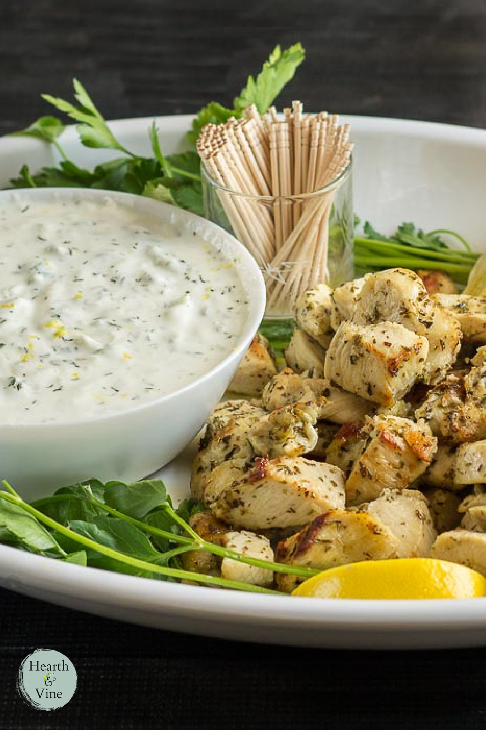 Greek Chicken Bites with Homemade Tzatziki Sauce