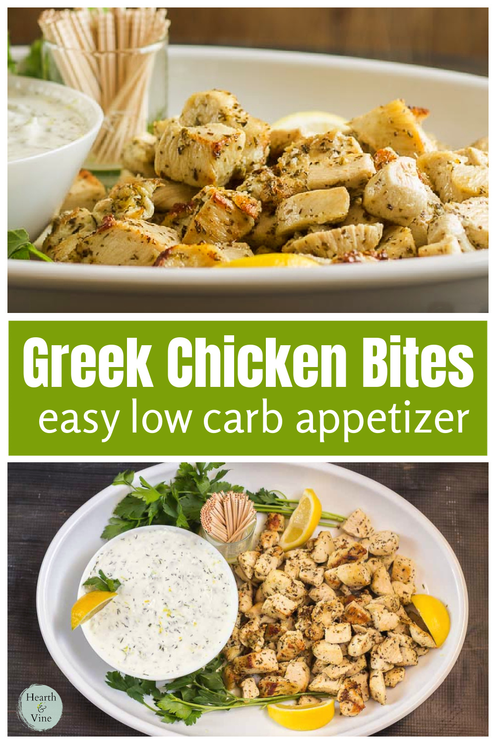 Greek Chicken Bites with Homemade Tzatziki Sauce