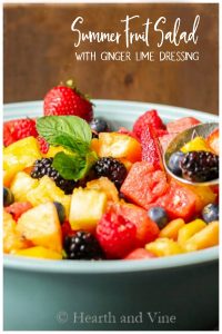 Fruit Salad with Ginger Lime Mint Dressing Perfect for Your Next Picnic