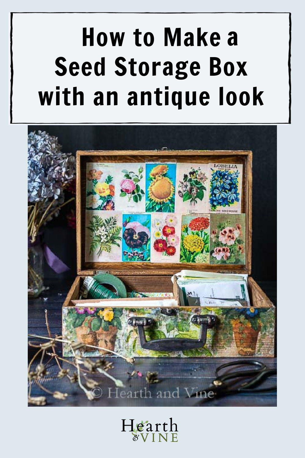 DIY Antique Wooden Seed Box - Make One for All Your Garden Treasures