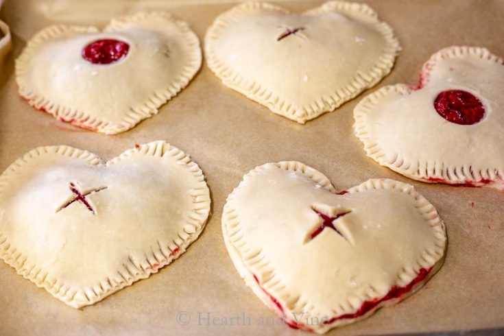 Heart Shaped Fresh Raspberry Pies with X's and O's