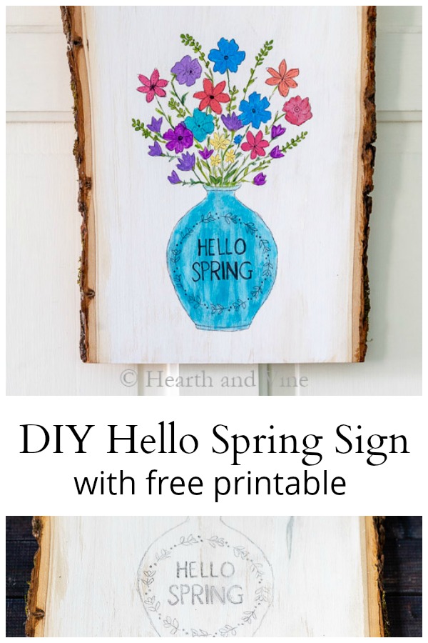 How to Make a Hello Spring Wood Sign - Free Printable