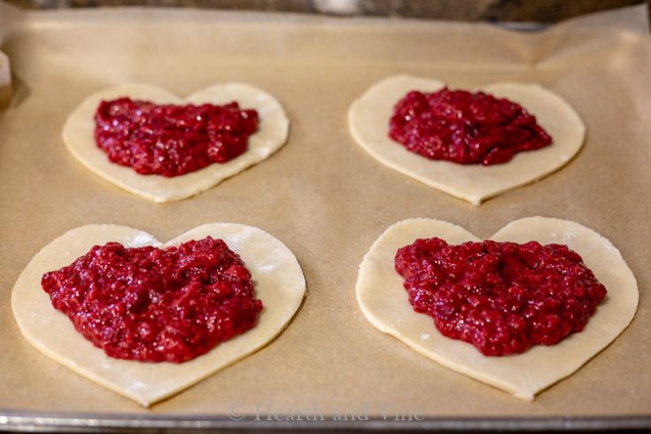 Heart Shaped Fresh Raspberry Pies with X's and O's
