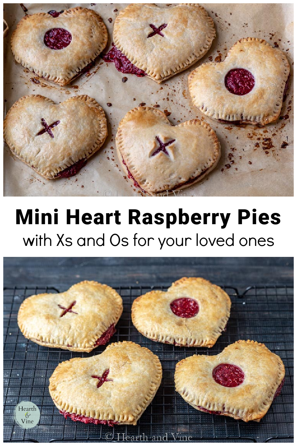 Heart Shaped Fresh Raspberry Pies with X's and O's