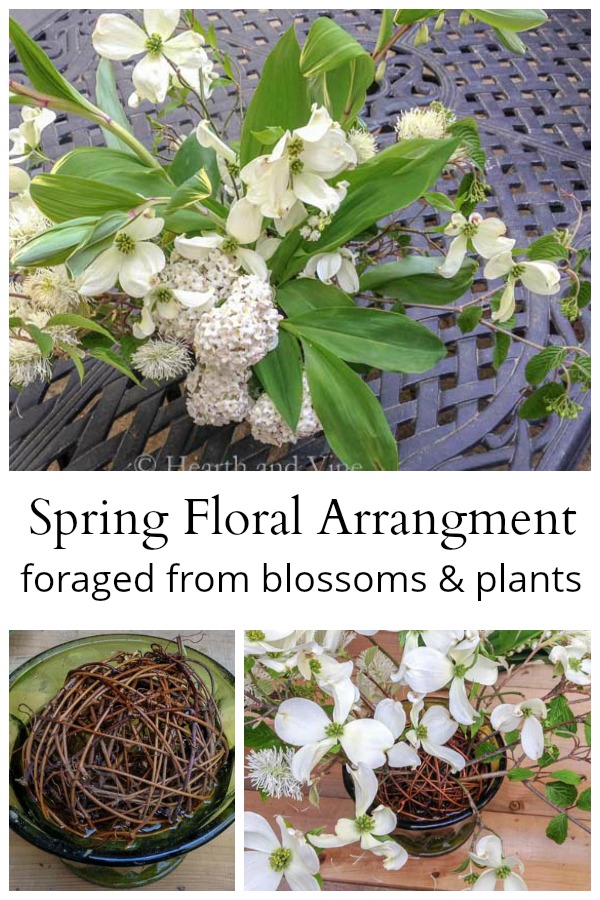 Spring Floral Arrangement from Foraged Plants and Blossoms