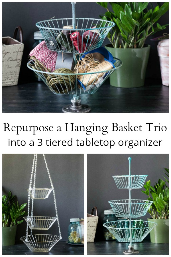 3 Tiered Basket Stand Made from a Hanging Basket | Hearth and Vine