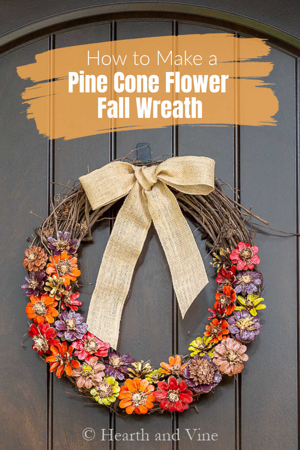 Make a Pinecone Flower Wreath for Fall