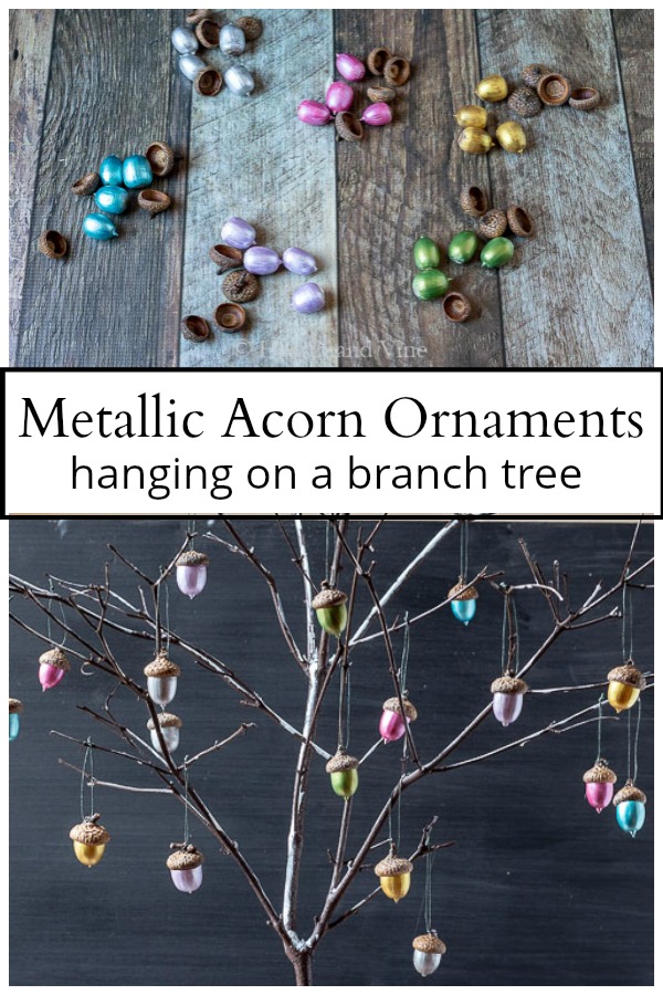 DIY Branch Christmas Tree with Metallic Acorn Ornaments | Hearth and Vine