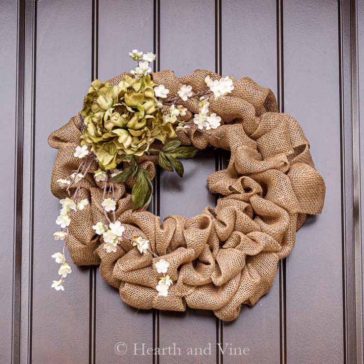 How to Make a Burlap Wreath Adorned with Flowers