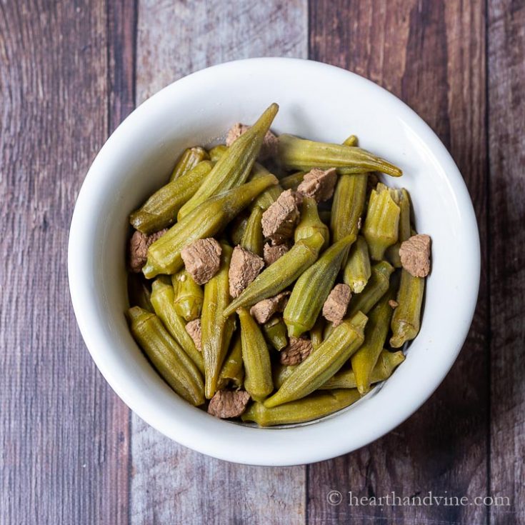 Lebanese Bamieh - Okra and Beef Stew without Tomatoes