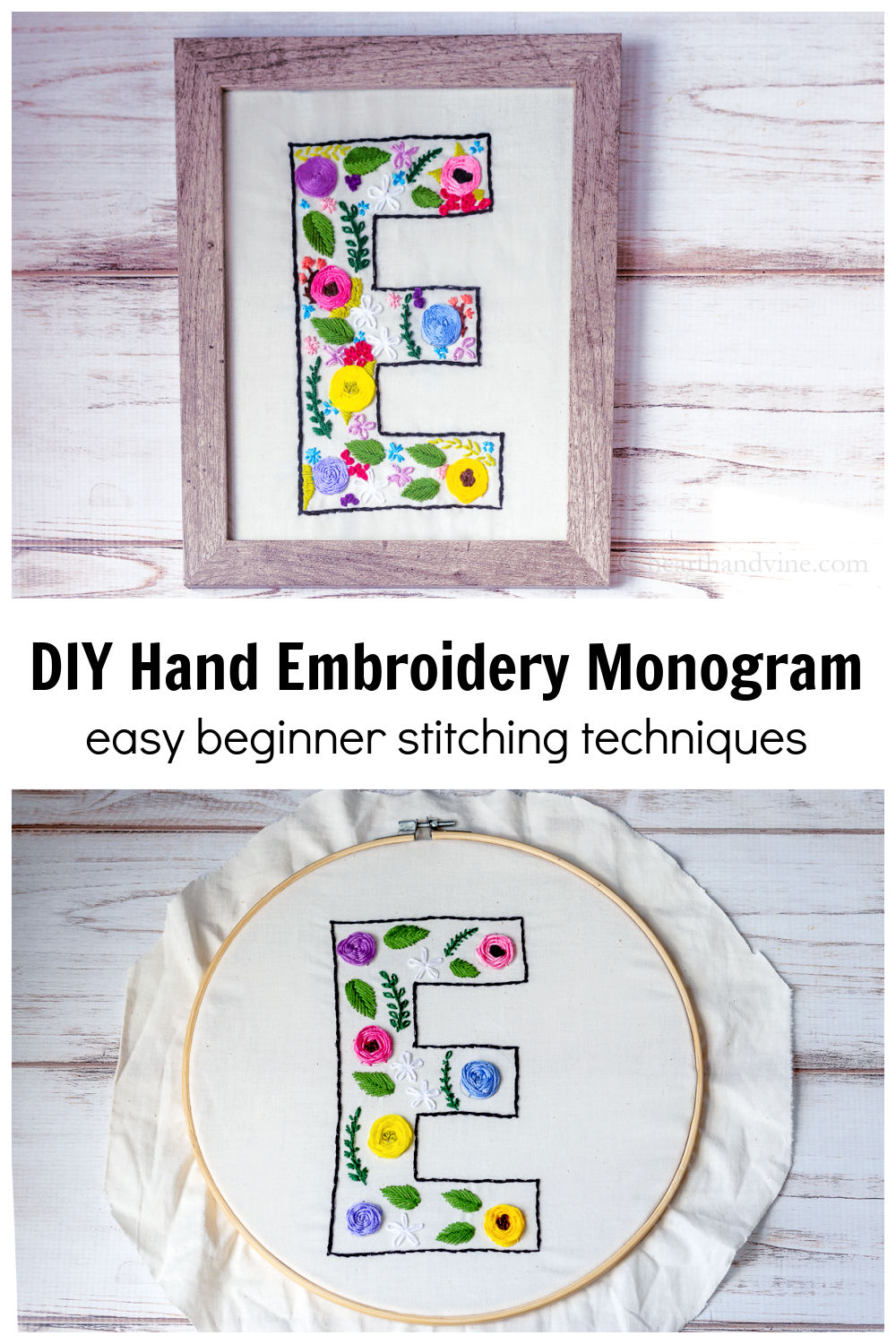 Easy Hand Embroidered Monogram Letter Art Tutorial