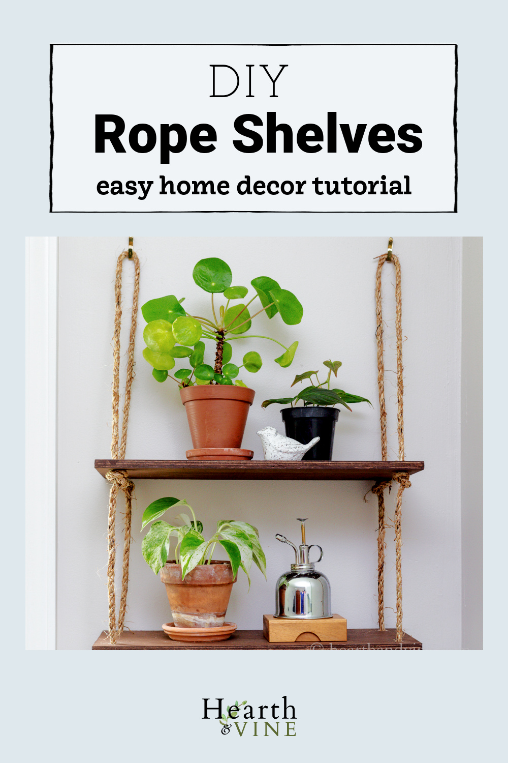 DIY Wood Hanging Rope Shelf with a Modern Look