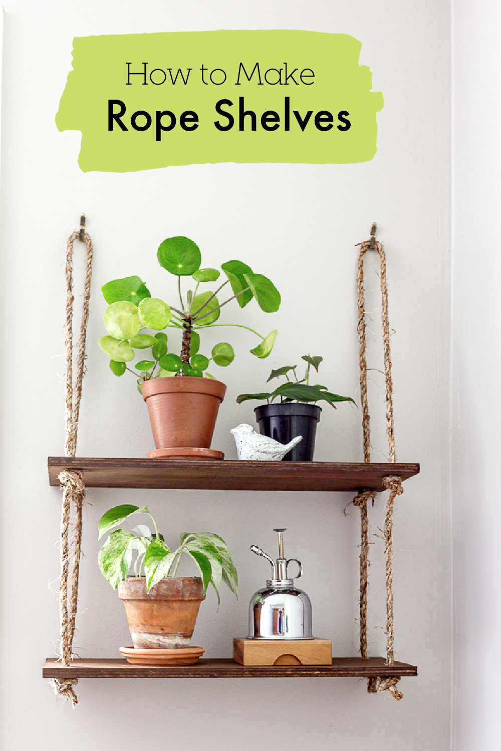 DIY Wood Hanging Rope Shelf with a Modern Look