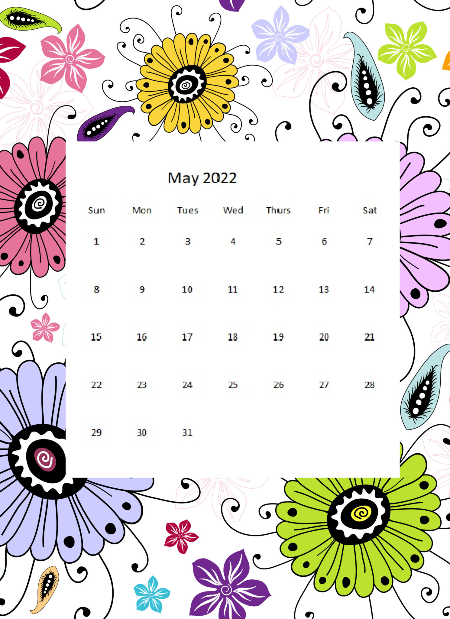 2022 Colorful Monthly Calendars - Free Printable | Hearth and Vine