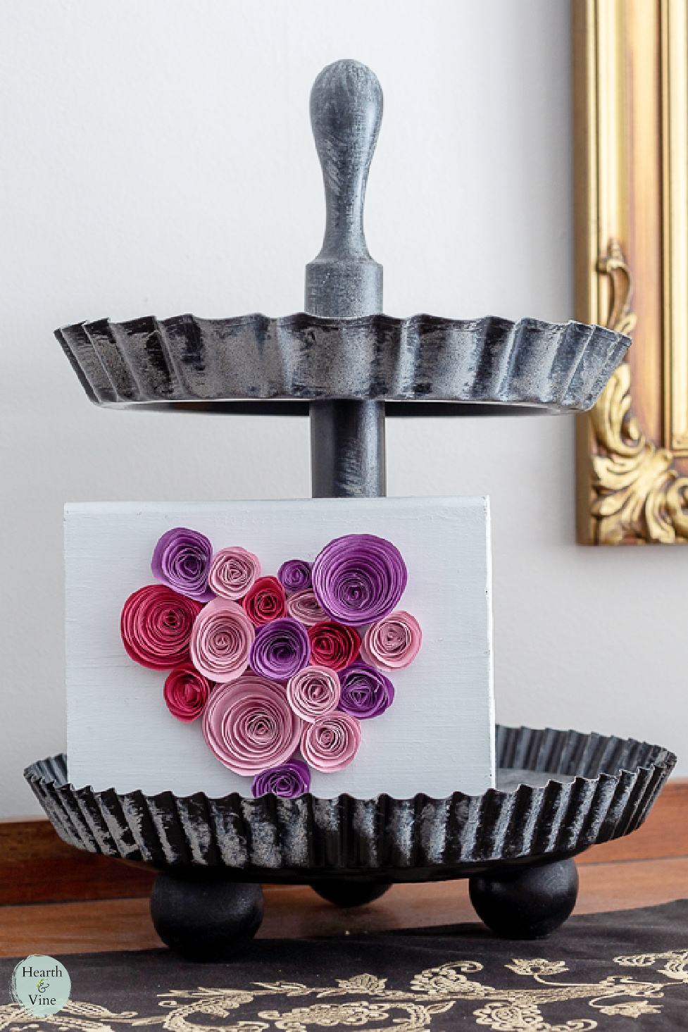 Rolled Paper Flowers - Valentine's Day Wood Block | Hearth and Vine
