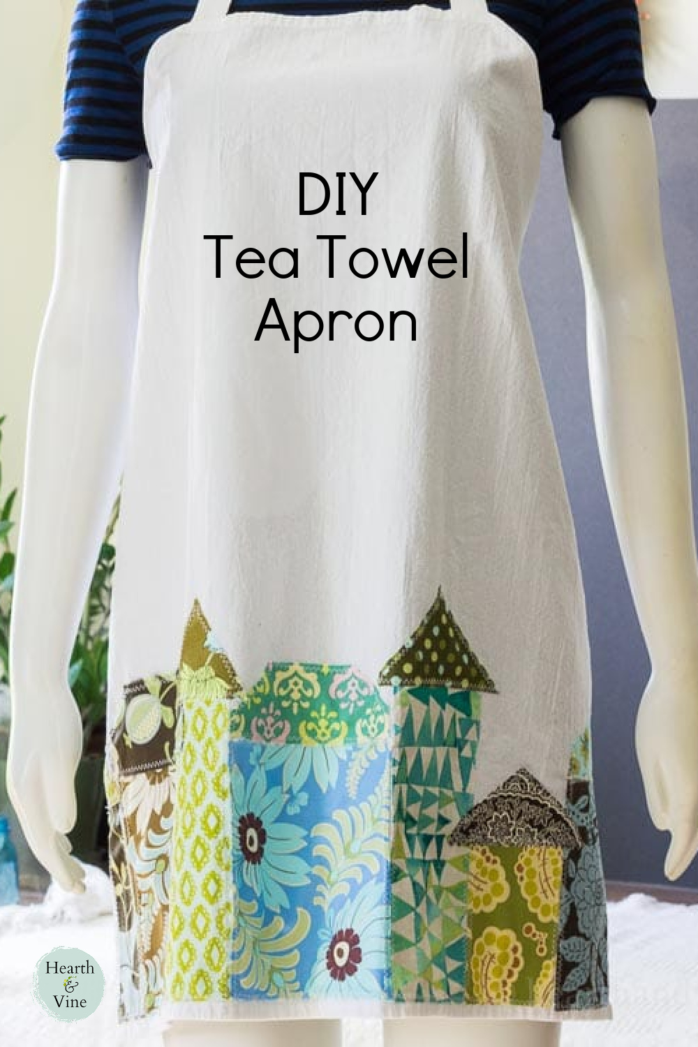 Dish Towel Apron with Whimsical House Applique | Hearth and Vine