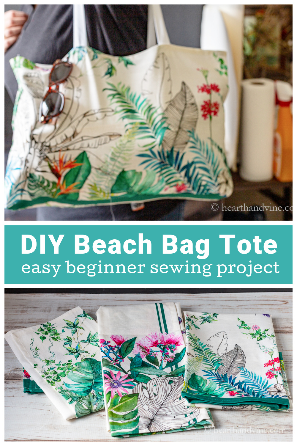 DIY Beach Bag Easy Sewing Tutorial | Hearth and Vine