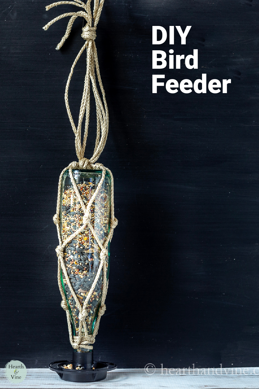 DIY Bird Feeder with a Water Bottle and Macrame | Hearth and Vine