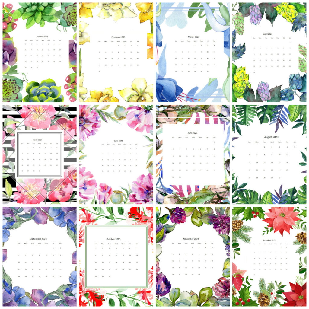 Free Floral Calendars by Month for 2023 | Hearth and Vine
