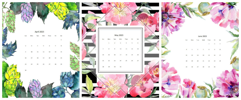 Free Floral Calendars by Month for 2023 | Hearth and Vine