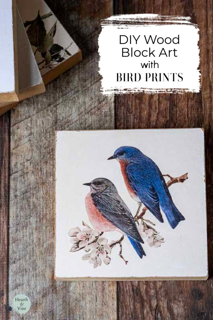 DIY Wood Block Art with Bird Prints for Spring | Hearth and Vine