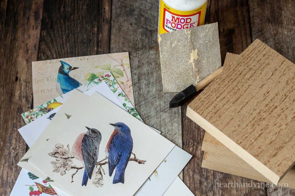 DIY Wood Block Art with Bird Prints for Spring | Hearth and Vine