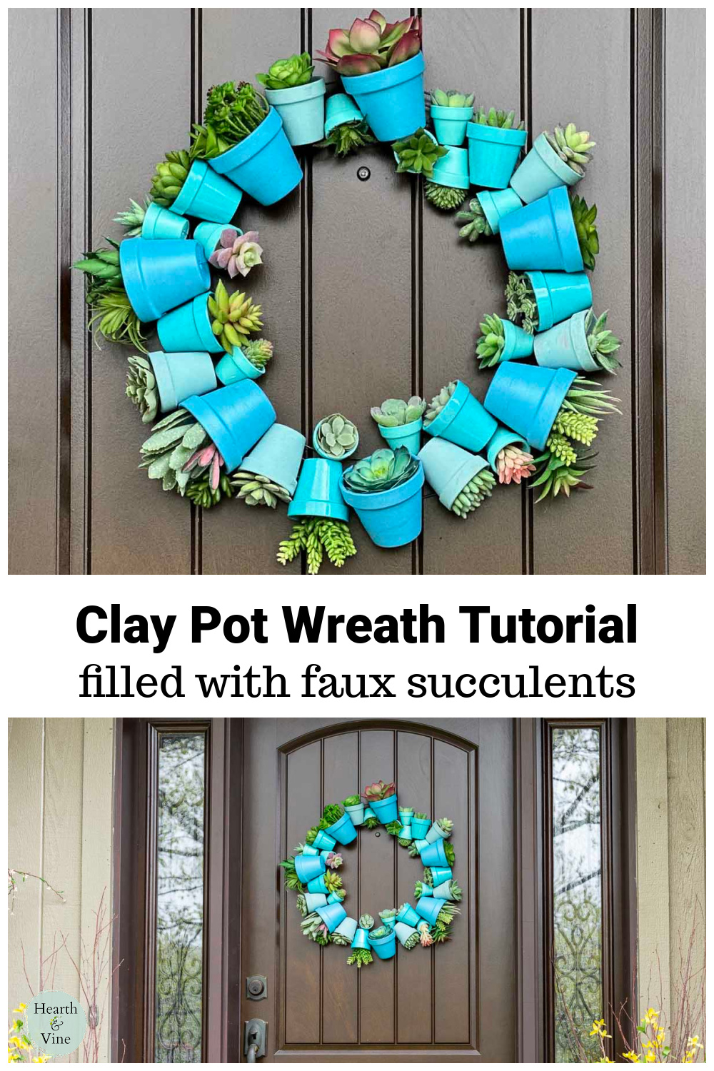 Terracotta Pot Wreath Tutorial with Succulents | Hearth and Vine