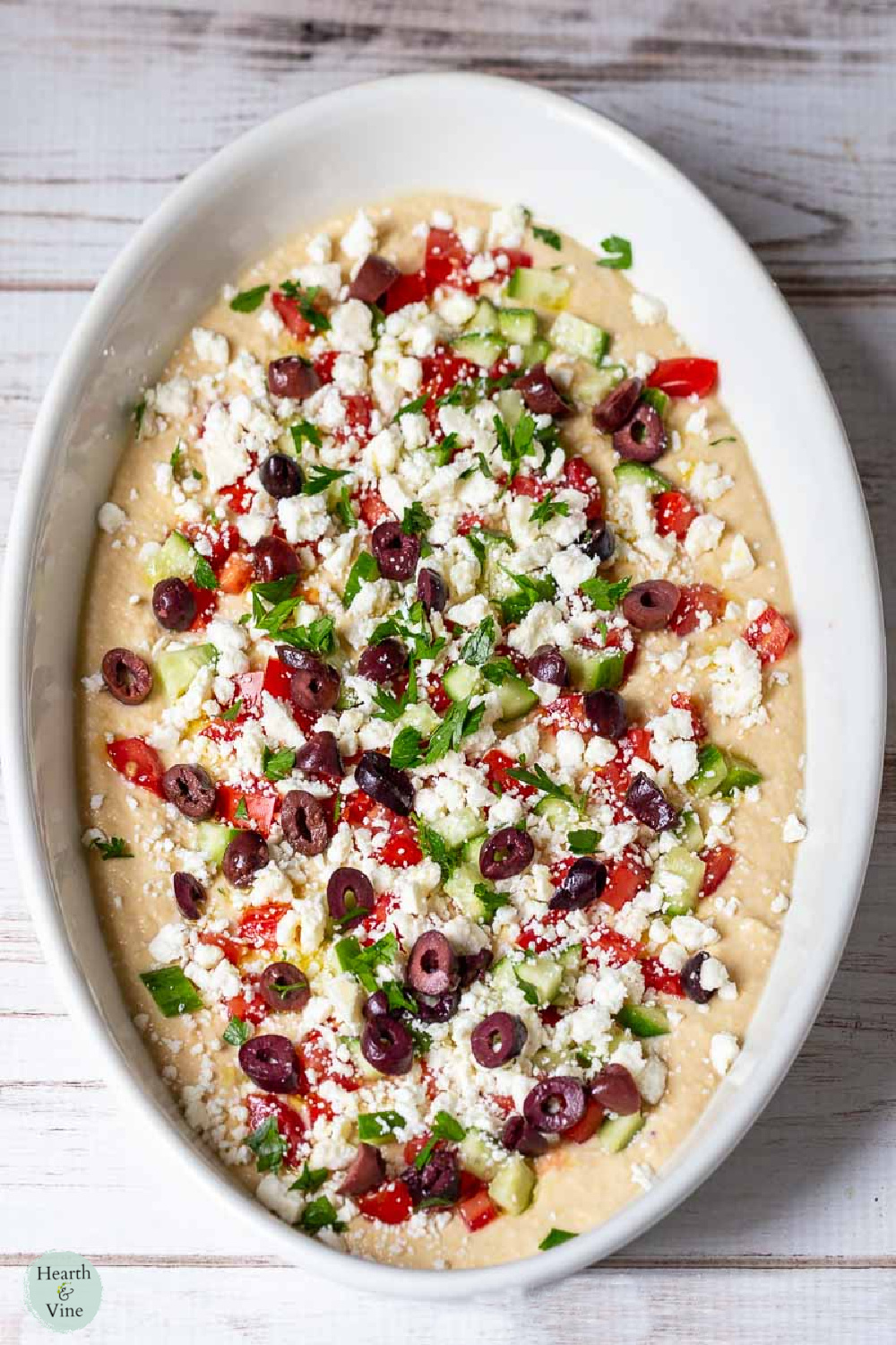 Greek Layered Hummus Dip | Hearth and Vine