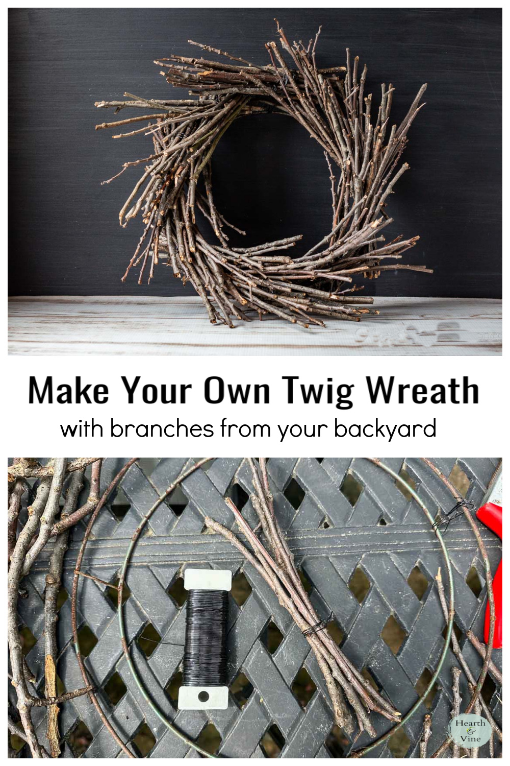 Twig Wreath DIY with Fall Branches from Your Backyard. | Hearth and Vine