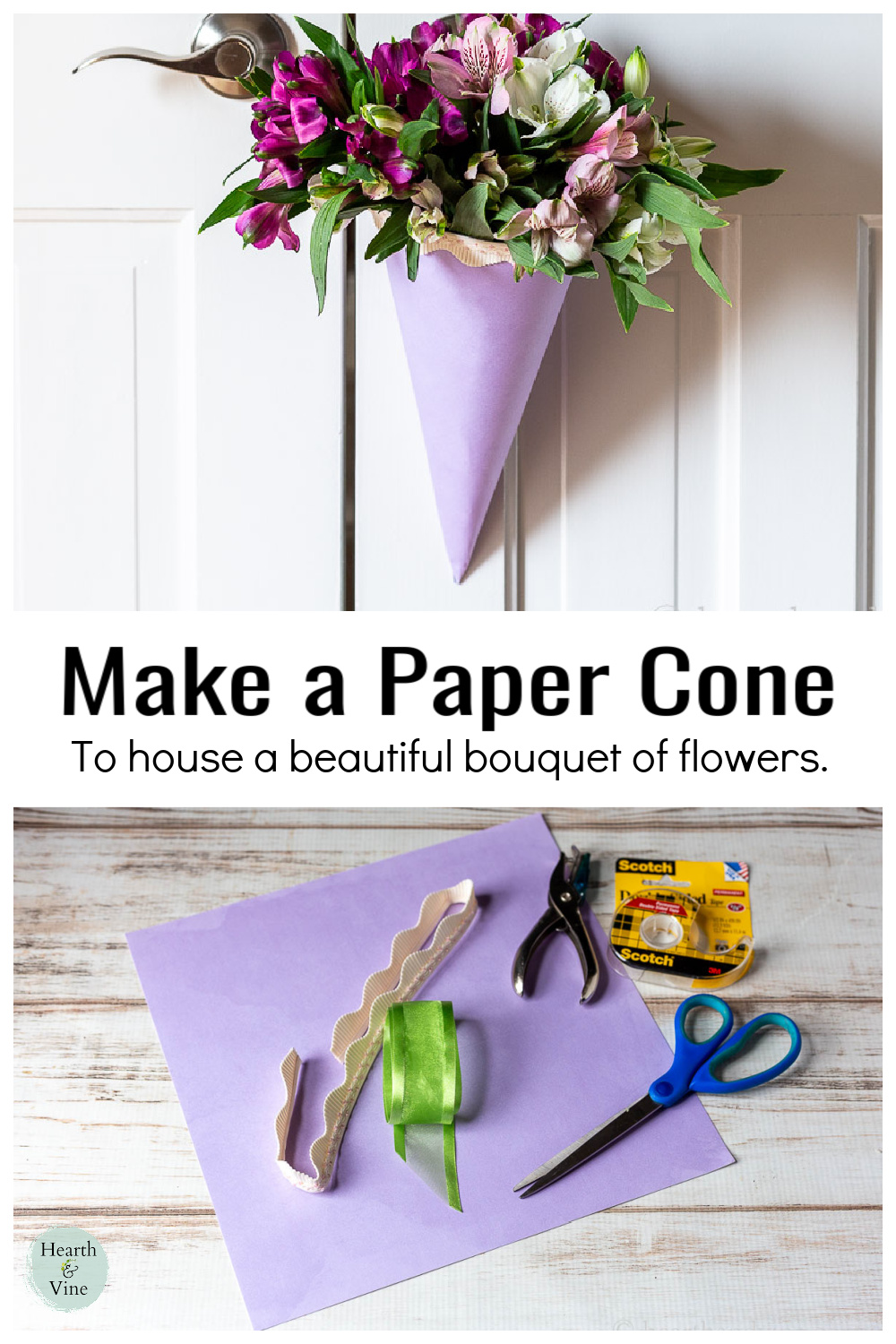 How To Make A Paper Cone For A Flower Bouquet Hearth And Vine how-to-make-a-paper-cone-for-a-flower-bouquet-hearth-and-vine