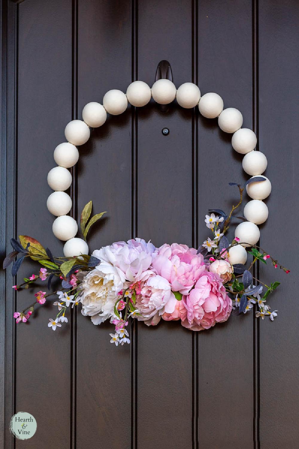 DIY Wooden Bead Wreath for Spring | Hearth and Vine