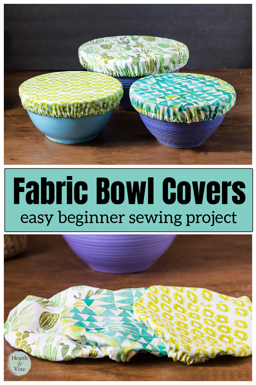 Fabric Bowl Covers Tutorial - Easy Beginner Sewing Project