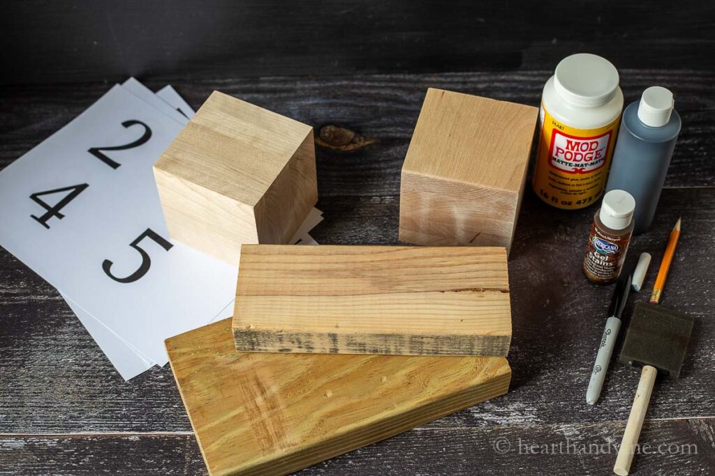 DIY Christmas Countdown with Wood Blocks