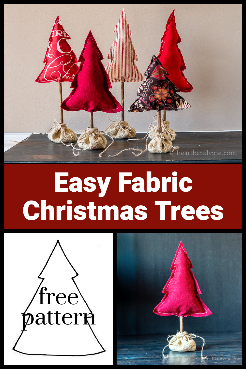 DIY Fabric Christmas Trees for a Fun Country Farmhouse Look