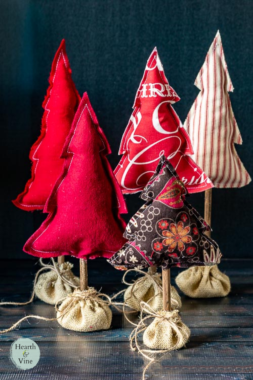 DIY Fabric Christmas Trees for a Fun Country Farmhouse Look