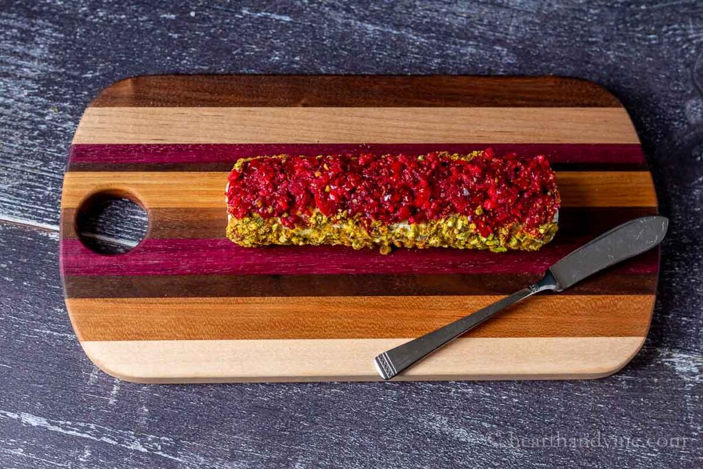 Goat Cheese Log with Pistachios and Sugared Cranberries