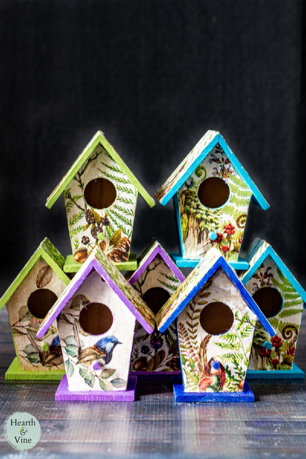 Decoupaged Bird House Garland for Spring