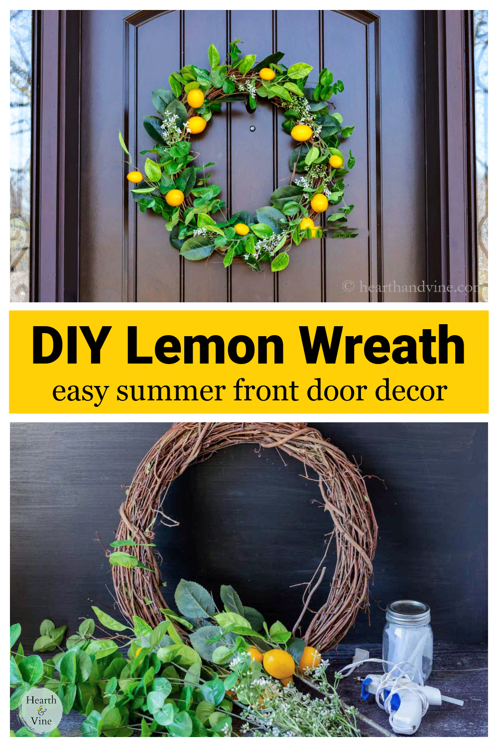 DIY Lemon Wreath - Sunshine for Your Front Door This Summer
