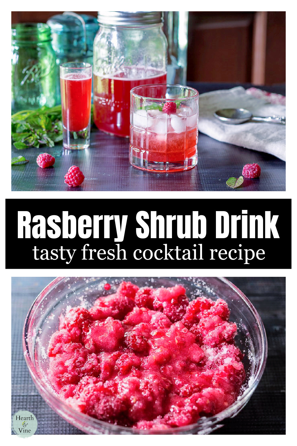 Raspberry Shrub Drink for Cocktails and Mocktails