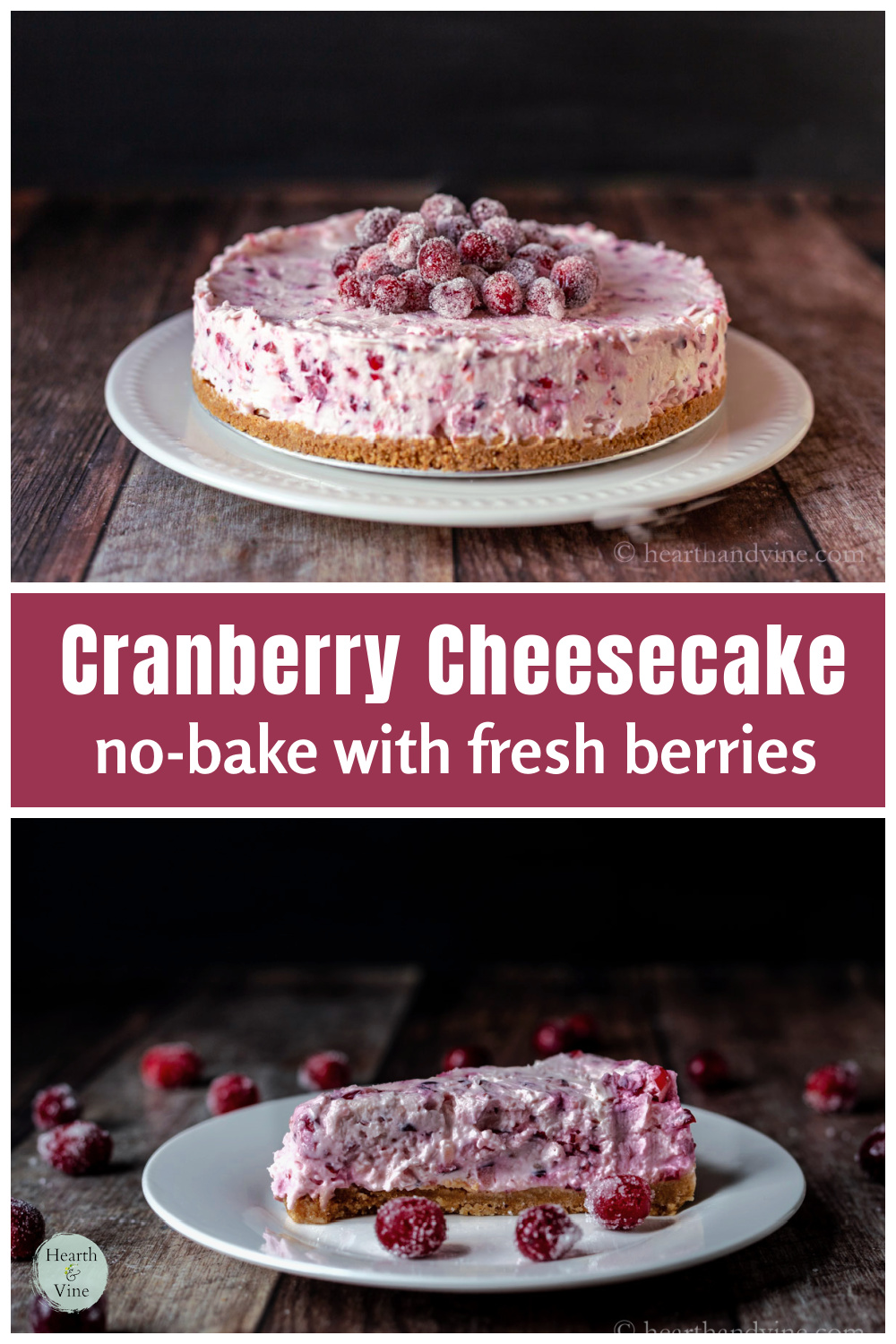 Cranberry Cheesecake Made with Fresh Cranberries