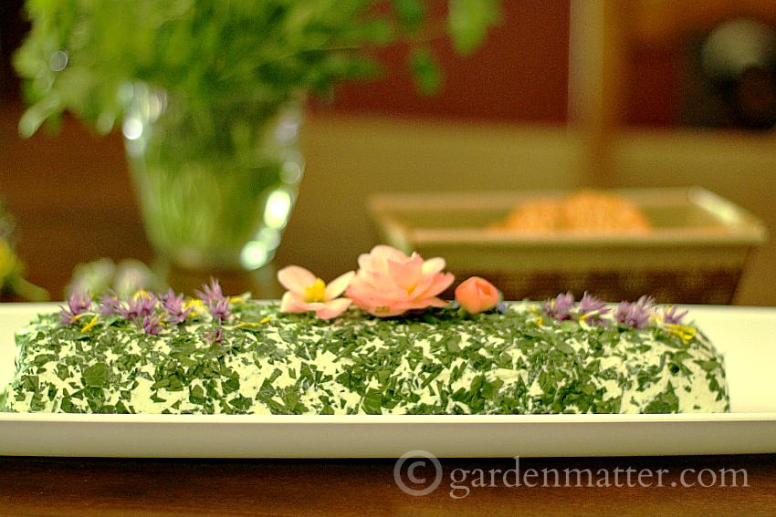 Herbed Cheese Spread with Edible Flower Garnish